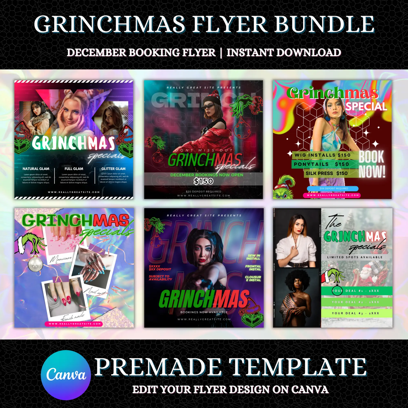 Grinchmas Flyer Template | Grinch Christmas Booking Flyer – CreativeRino
