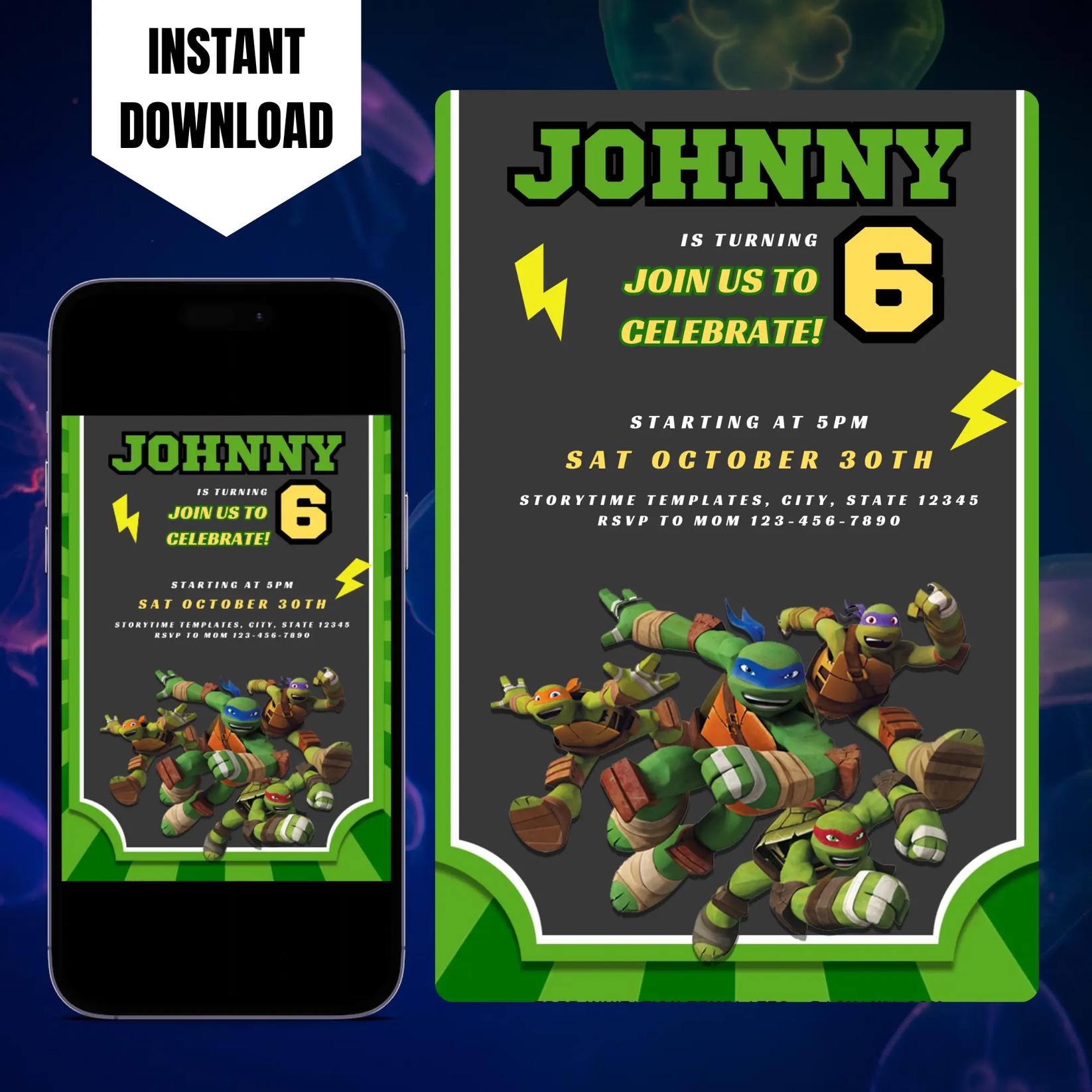 Teenage Mutant Ninja Turtles Birthday Invitation Template – CreativeRino