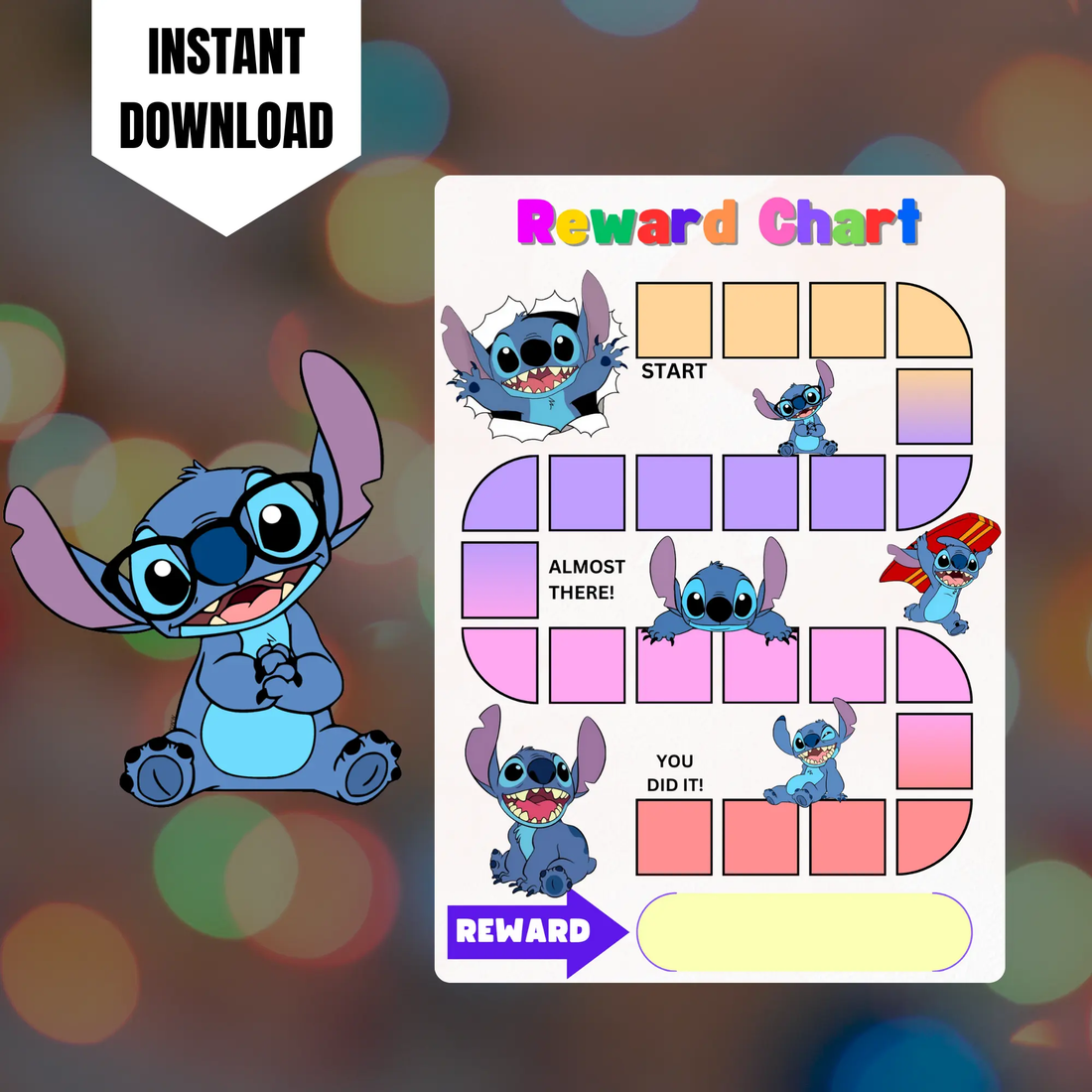 Stitch Reward Chart Template | Stitch Behavior Chart – CreativeRino