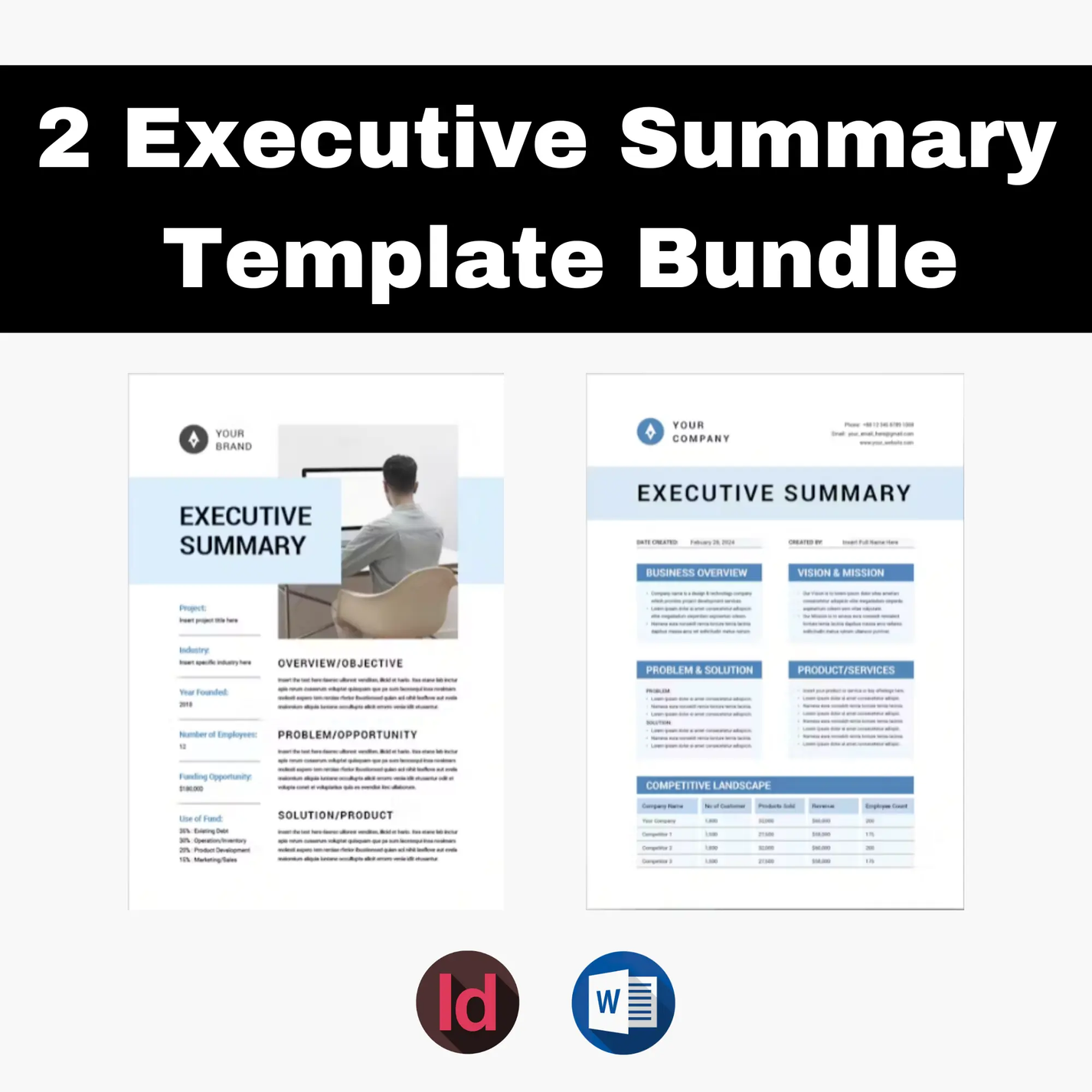 2 Executive Summary Template Bundle | Business Executive Summary Repor ...