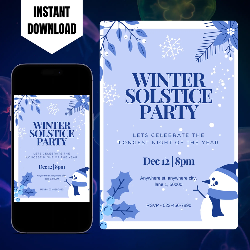 Winter Solstice Party Invitation Template – CreativeRino