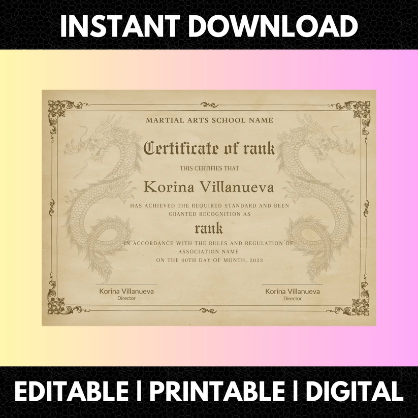 Certificate of Rank Template | Rank Certificate – CreativeRino