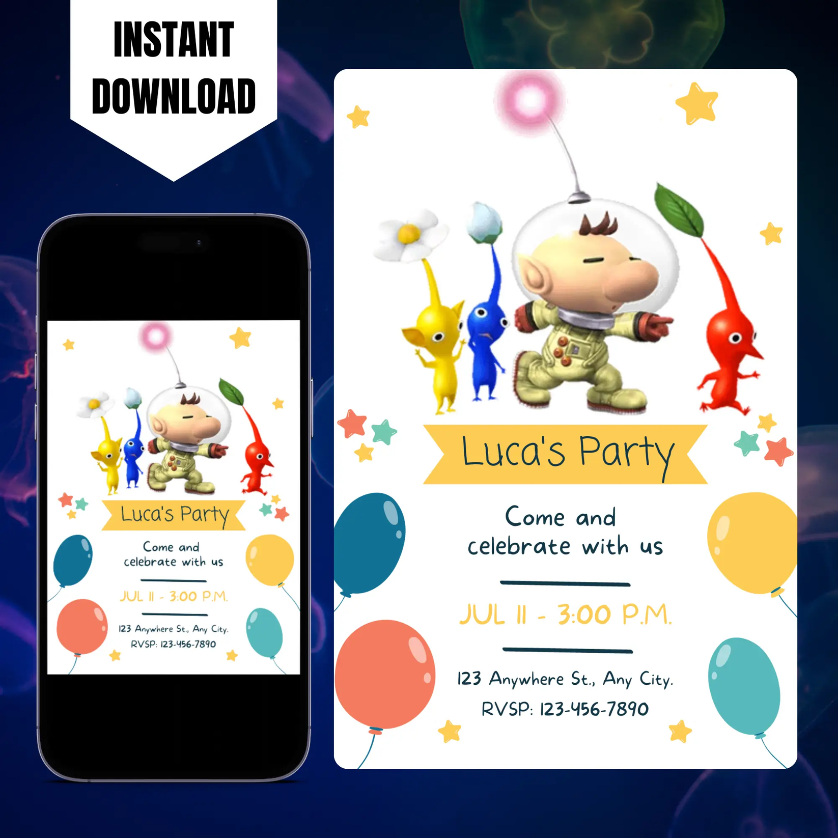Pikmin Birthday Invitation Template – CreativeRino
