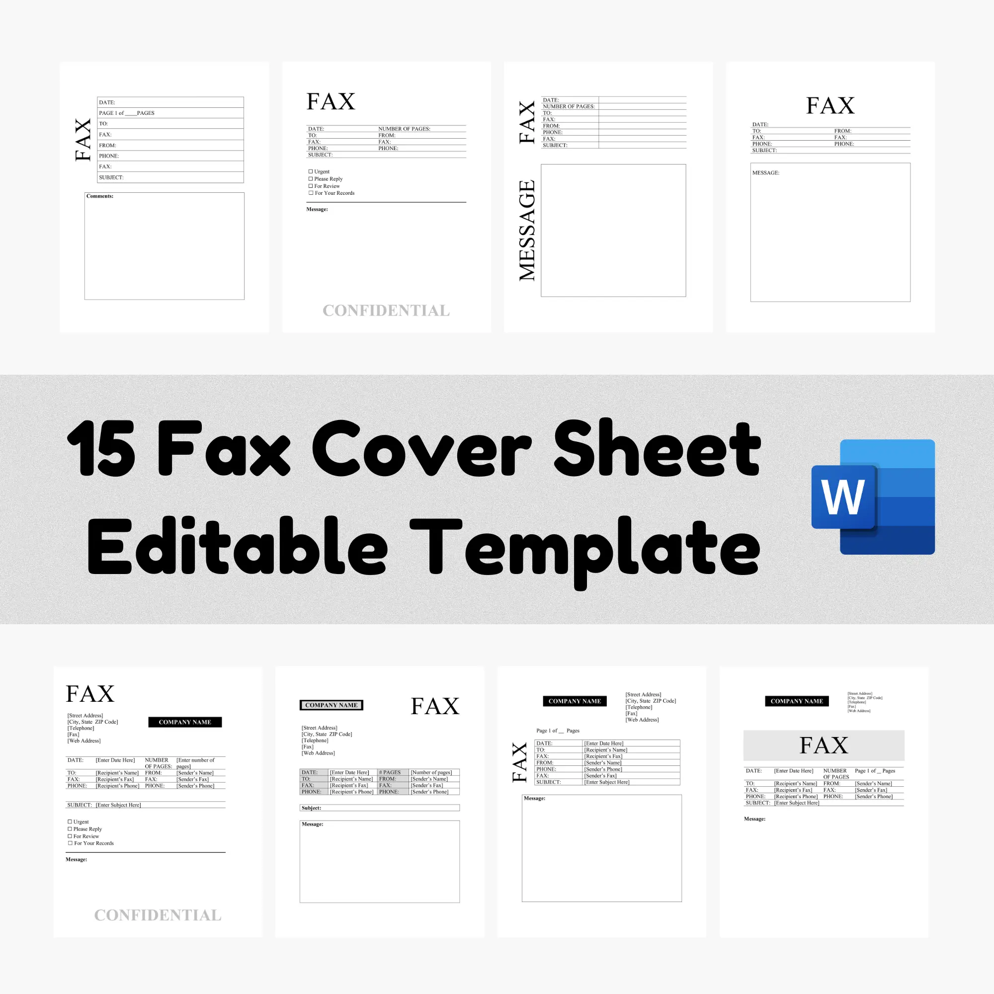 15 Fax Cover Sheet Template Bundle MS Word – CreativeRino