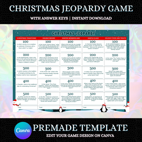 Christmas Jeopardy Game Template – CreativeRino