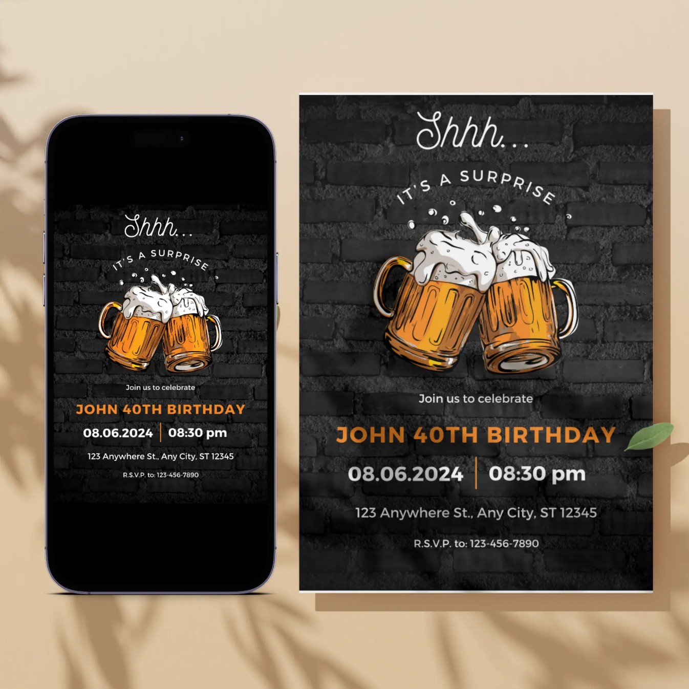 Beer Surprise Birthday Party Invitation Template – CreativeRino