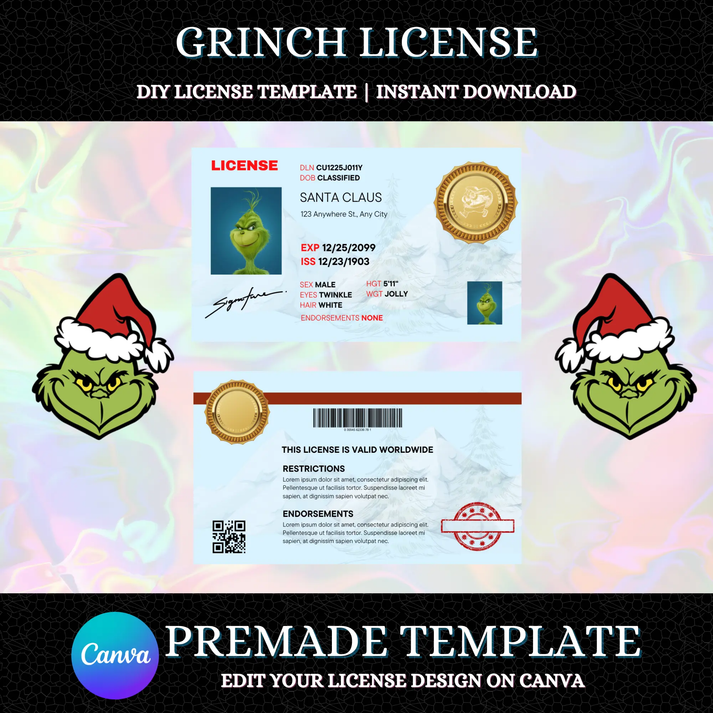 Who Ville Grinch License Template – CreativeRino