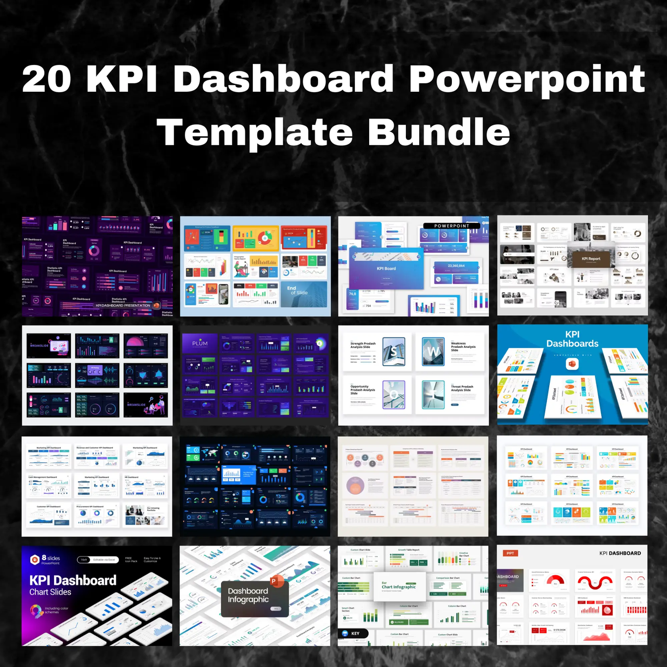 20 KPI Dashboard Powerpoint Presentation Template Bundle – CreativeRino