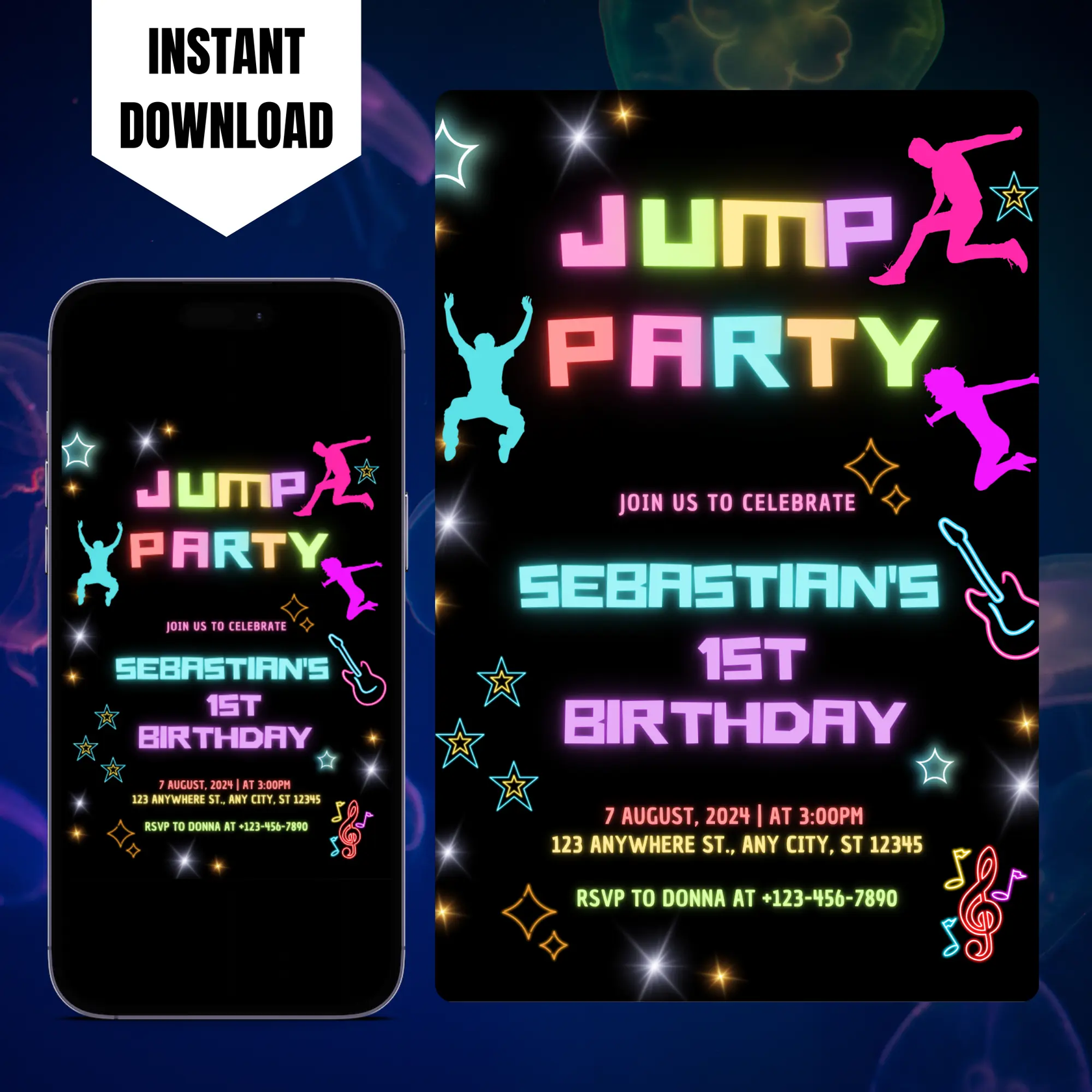 Jump Birthday Party Invitation Template – CreativeRino