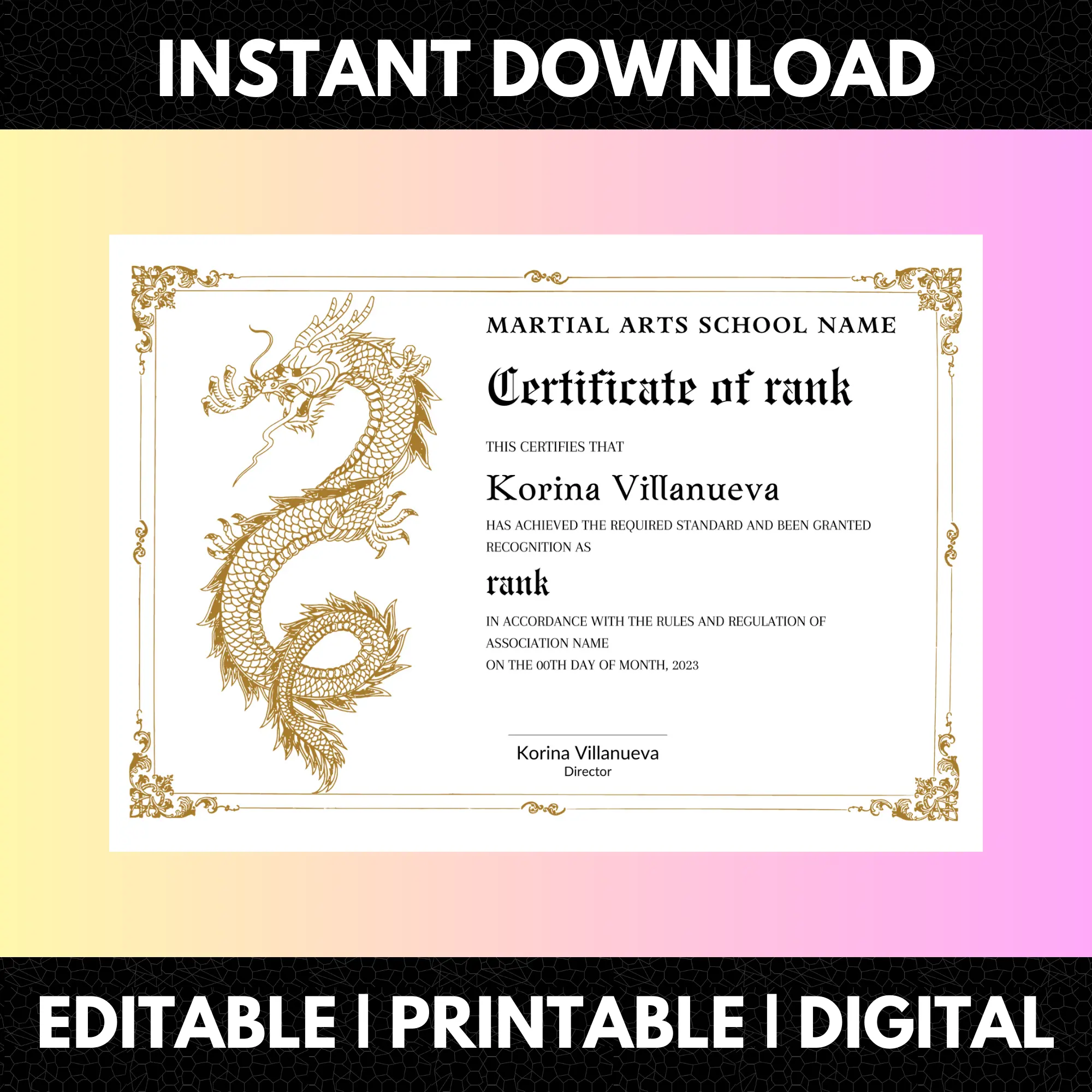 Certificate of Rank Template | Rank Certificate – CreativeRino