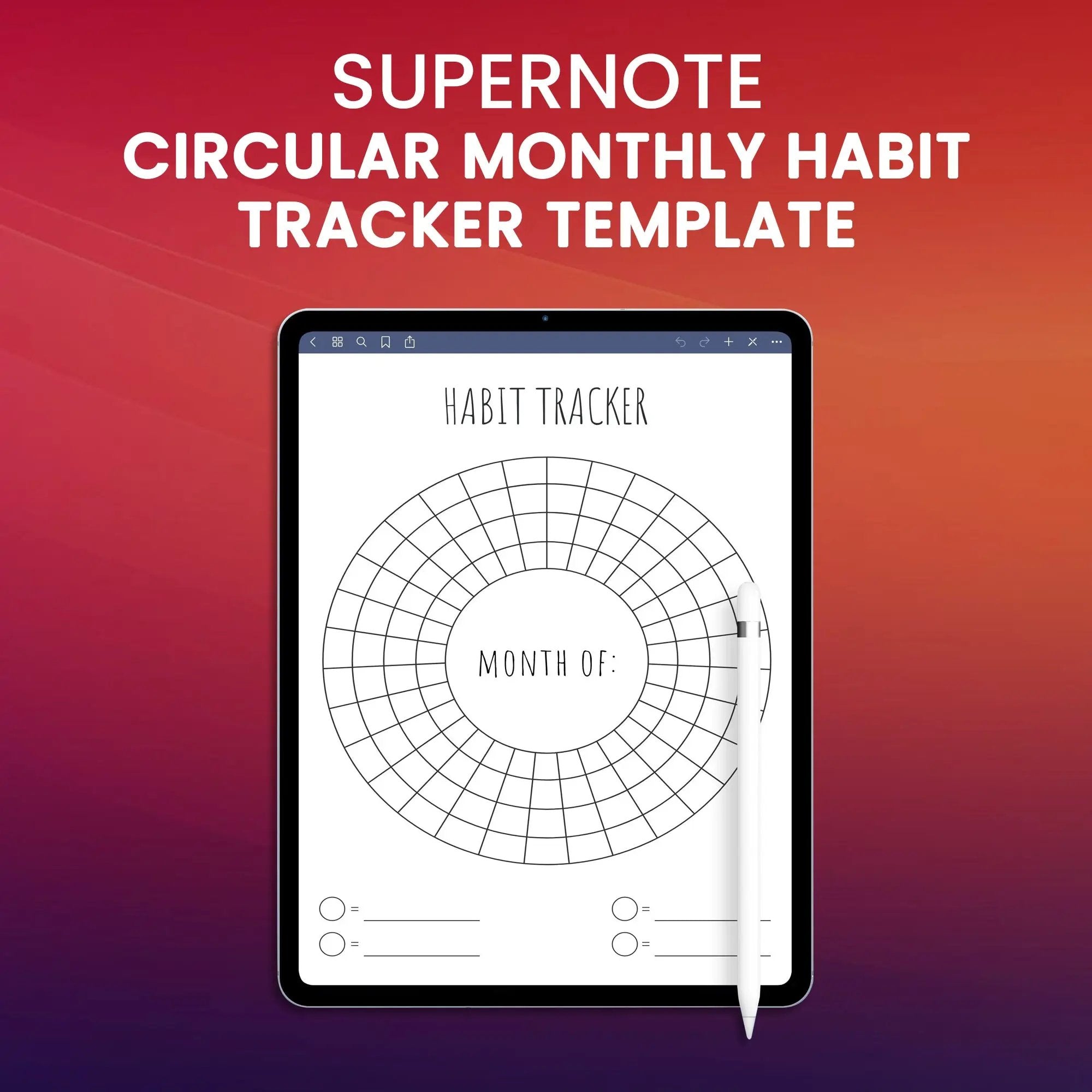 Supernote Circular Monthly Habit Tracker Template Planner Template ...