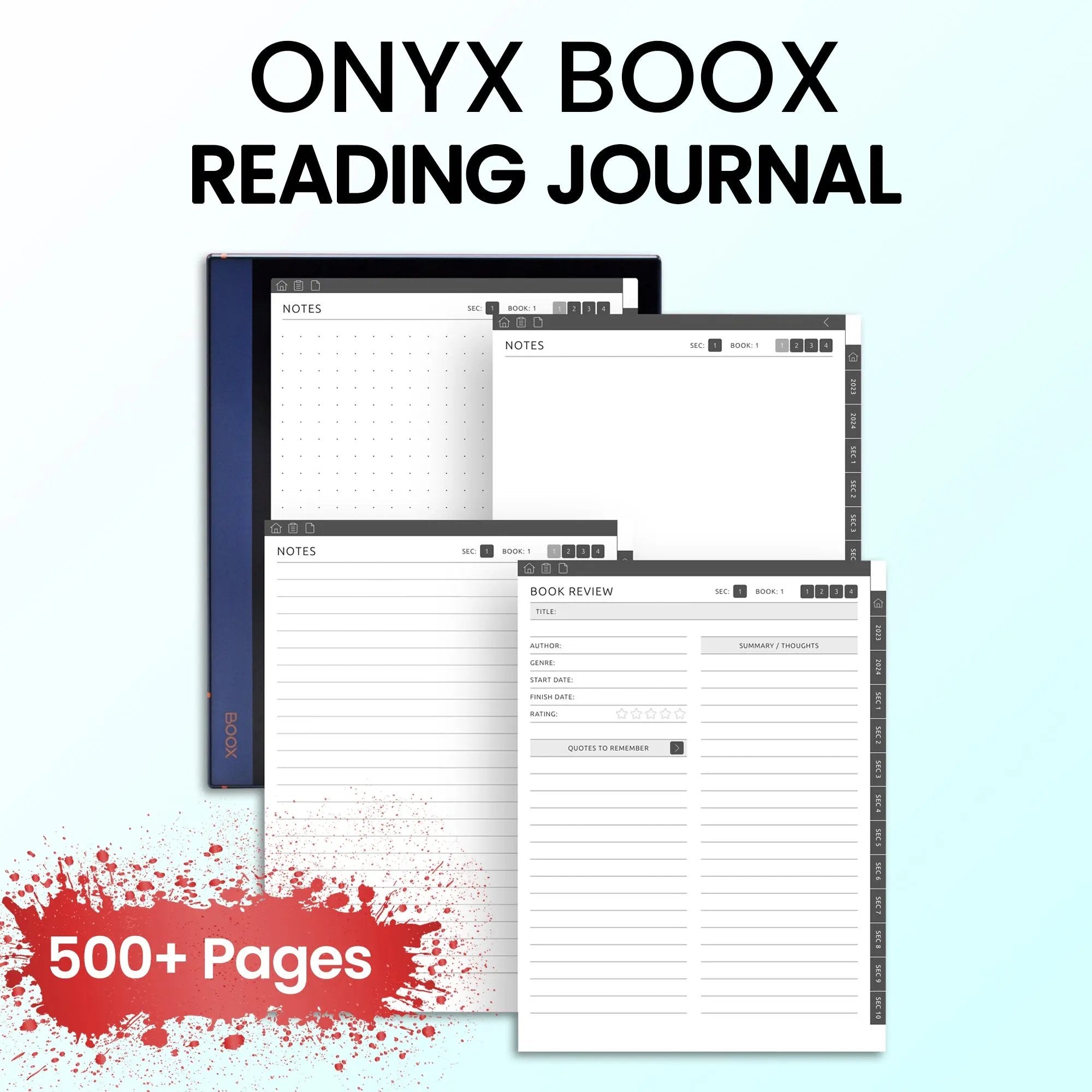 Onyx Boox Reading Journal Planners Template – CreativeRino