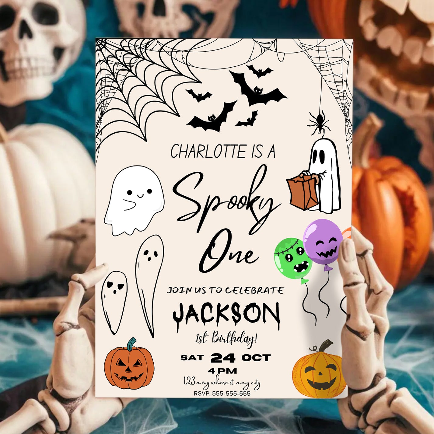Spooky One Halloween Birthday Party Invitation Template – CreativeRino