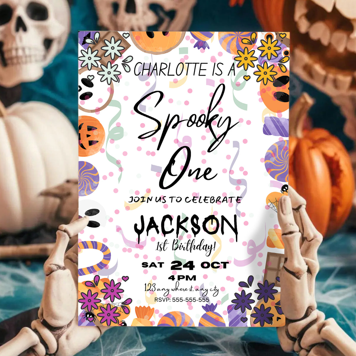 Spooky One Halloween Birthday Invitation Template – CreativeRino