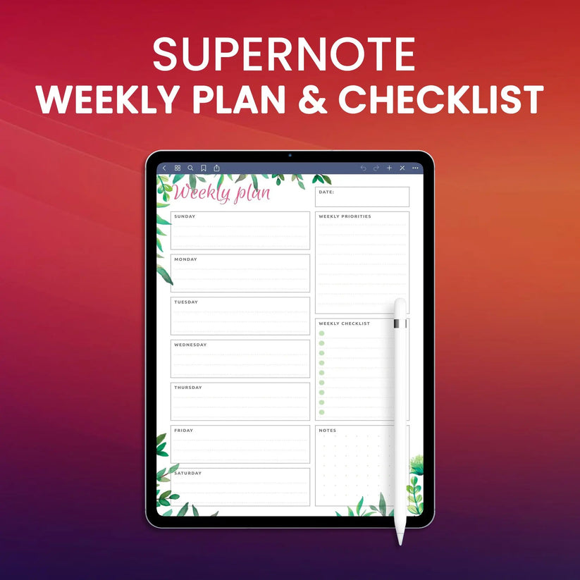 Supernote Weekly Plan & Checklist Planner Template – CreativeRino