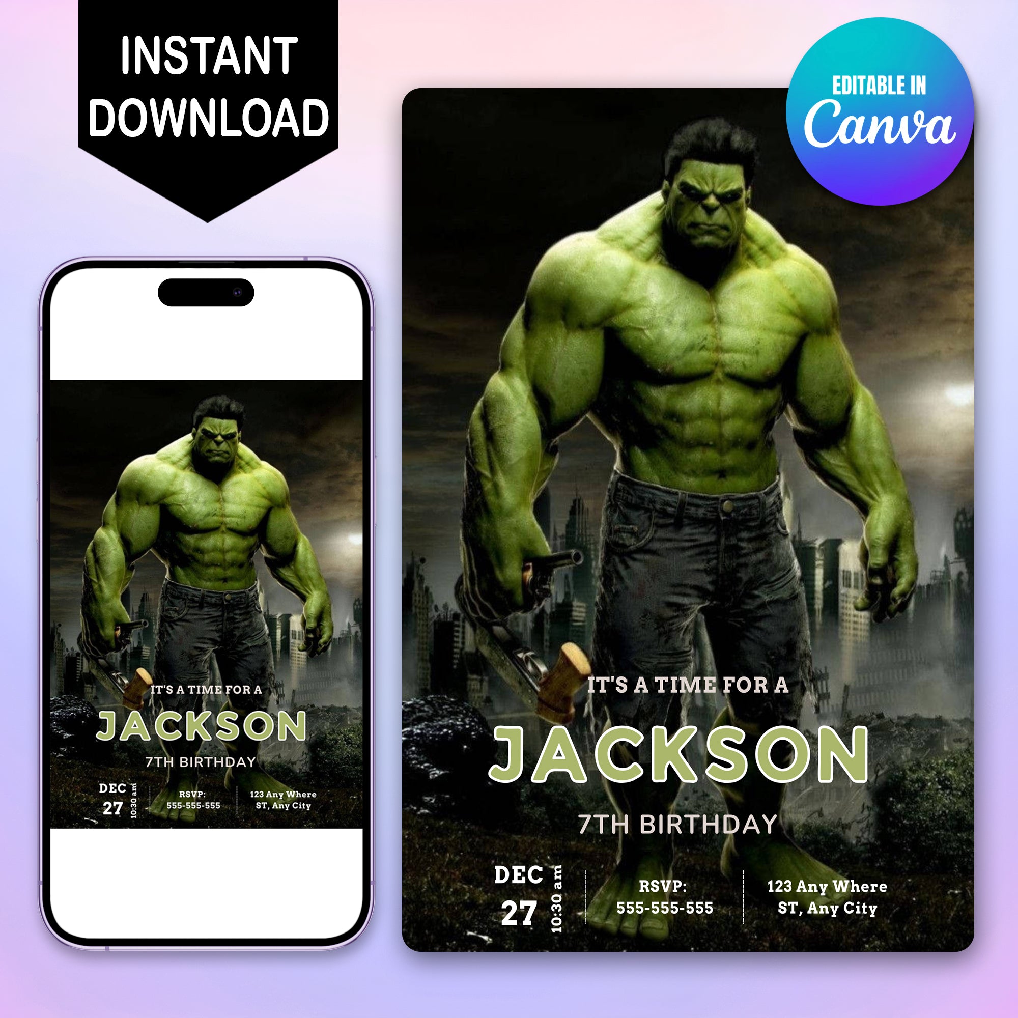Hulk Birthday Invitation Template – CreativeRino