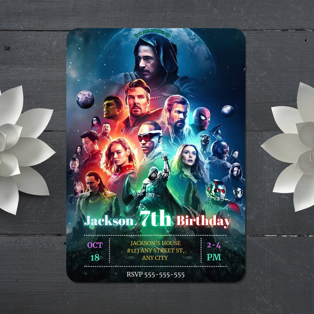 Avengers Doomsday Birthday Invite Template | Dr Doom Invitation ...