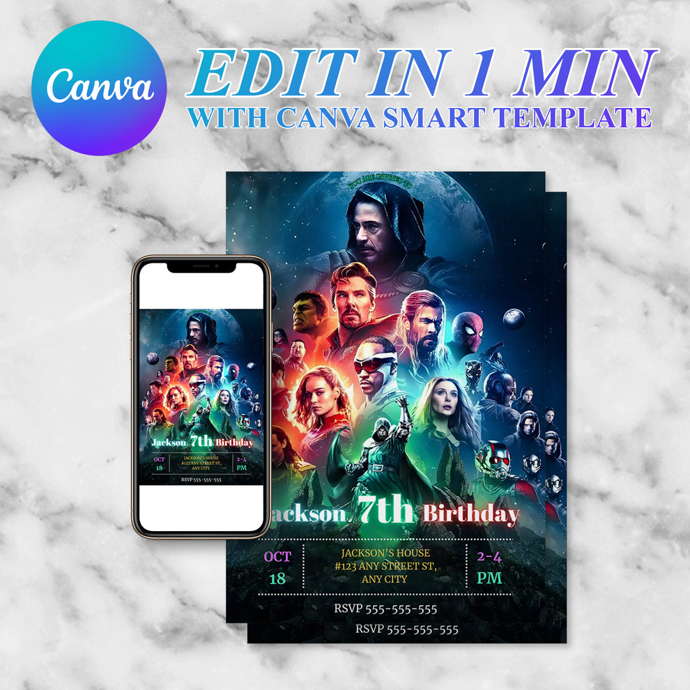 Avengers Doomsday Birthday Invite Template | Dr Doom Invitation ...