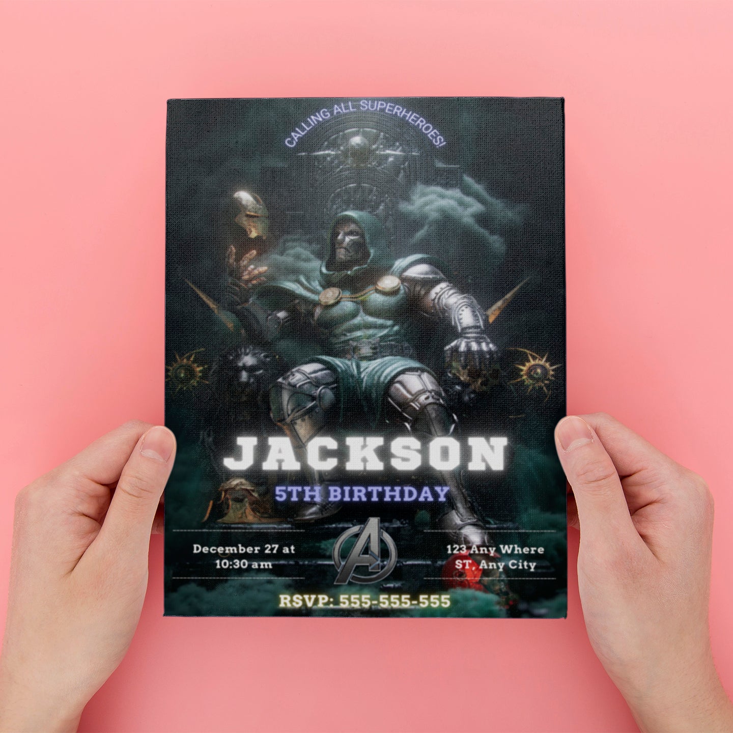 Avengers Doomsday Birthday Invitation Template | Dr Doom Invite ...