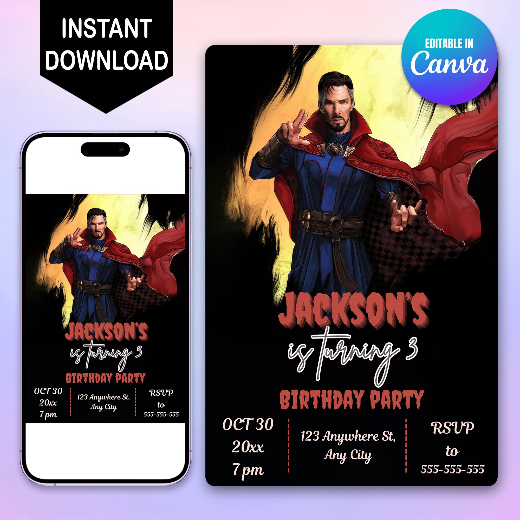 Doctor Strange Birthday Invitation Template – CreativeRino