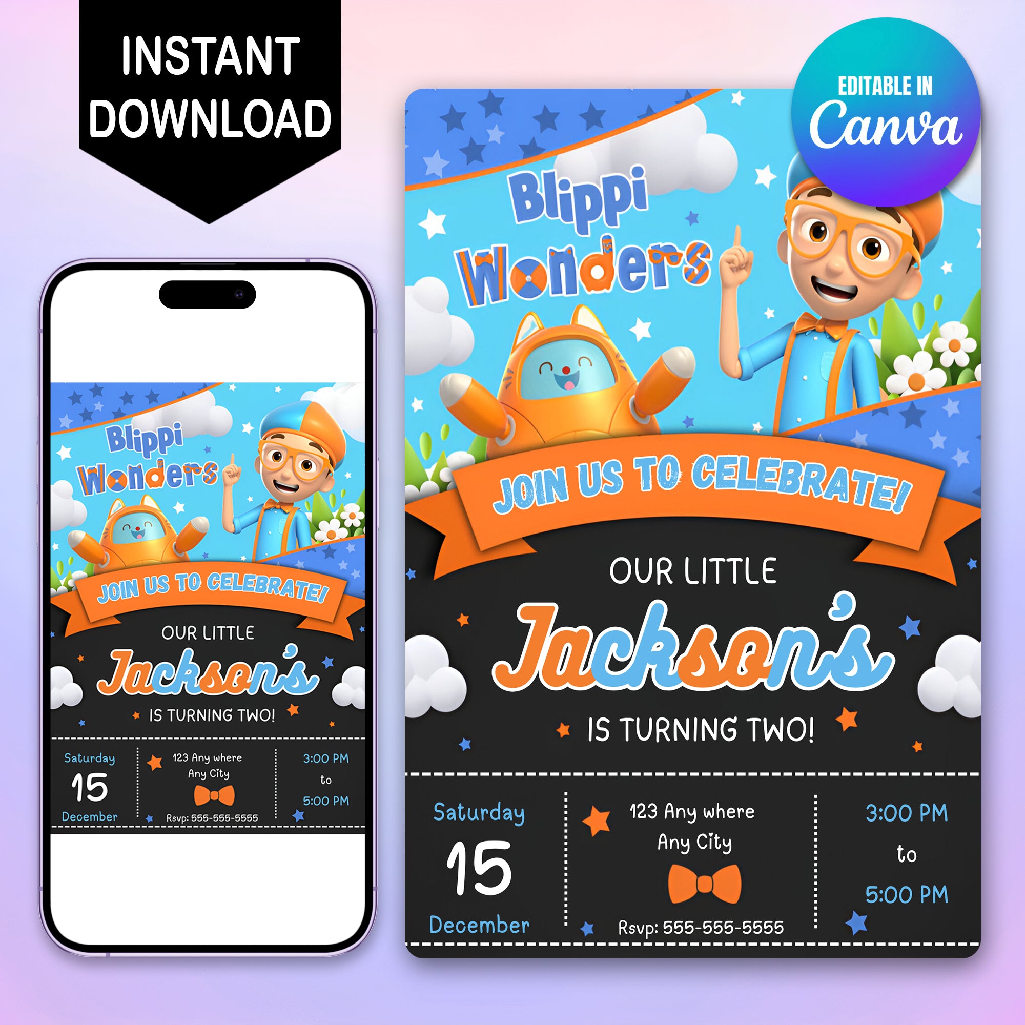 Blippi Birthday Invitation Template – CreativeRino