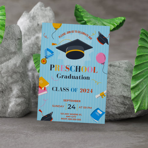 Preschool Graduation Moving Up Ceremony Invitation Template – CreativeRino