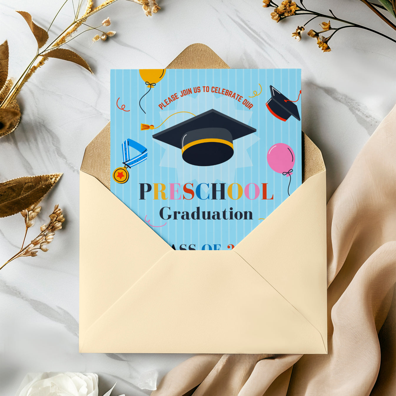 Preschool Graduation Moving Up Ceremony Invitation Template – CreativeRino