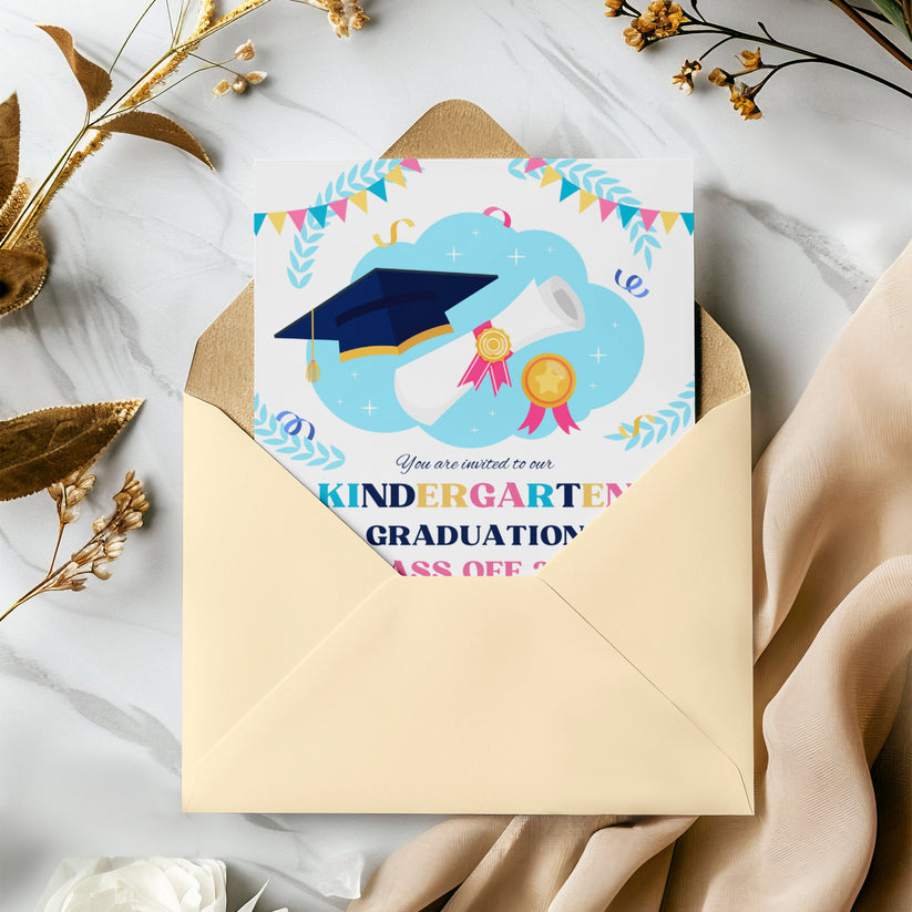 Kindergarten Graduation Moving Up Ceremony Invitation Template ...