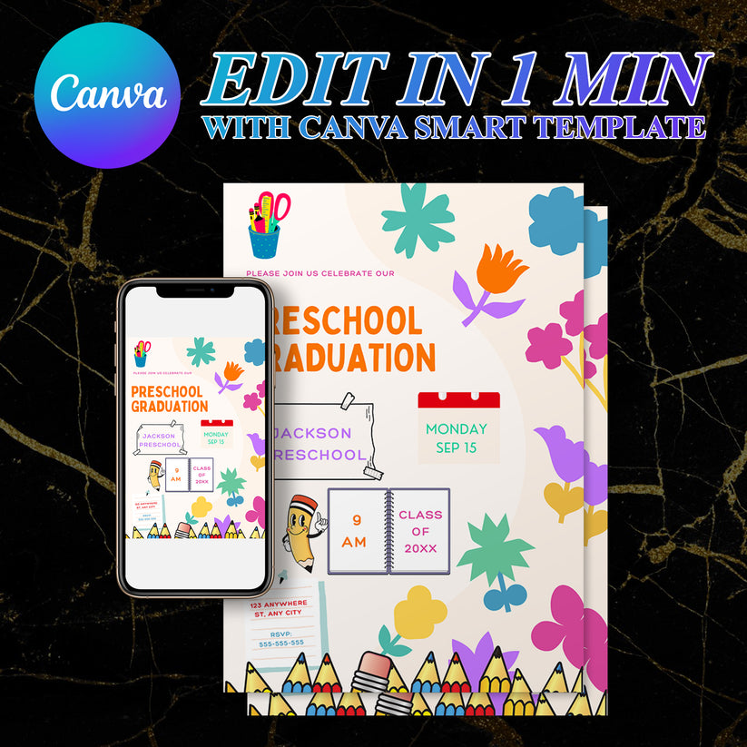 Preschool Graduation Moving Up Ceremony Invitation Template – CreativeRino