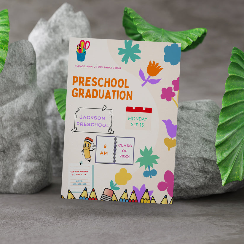 Preschool Graduation Moving Up Ceremony Invitation Template – CreativeRino