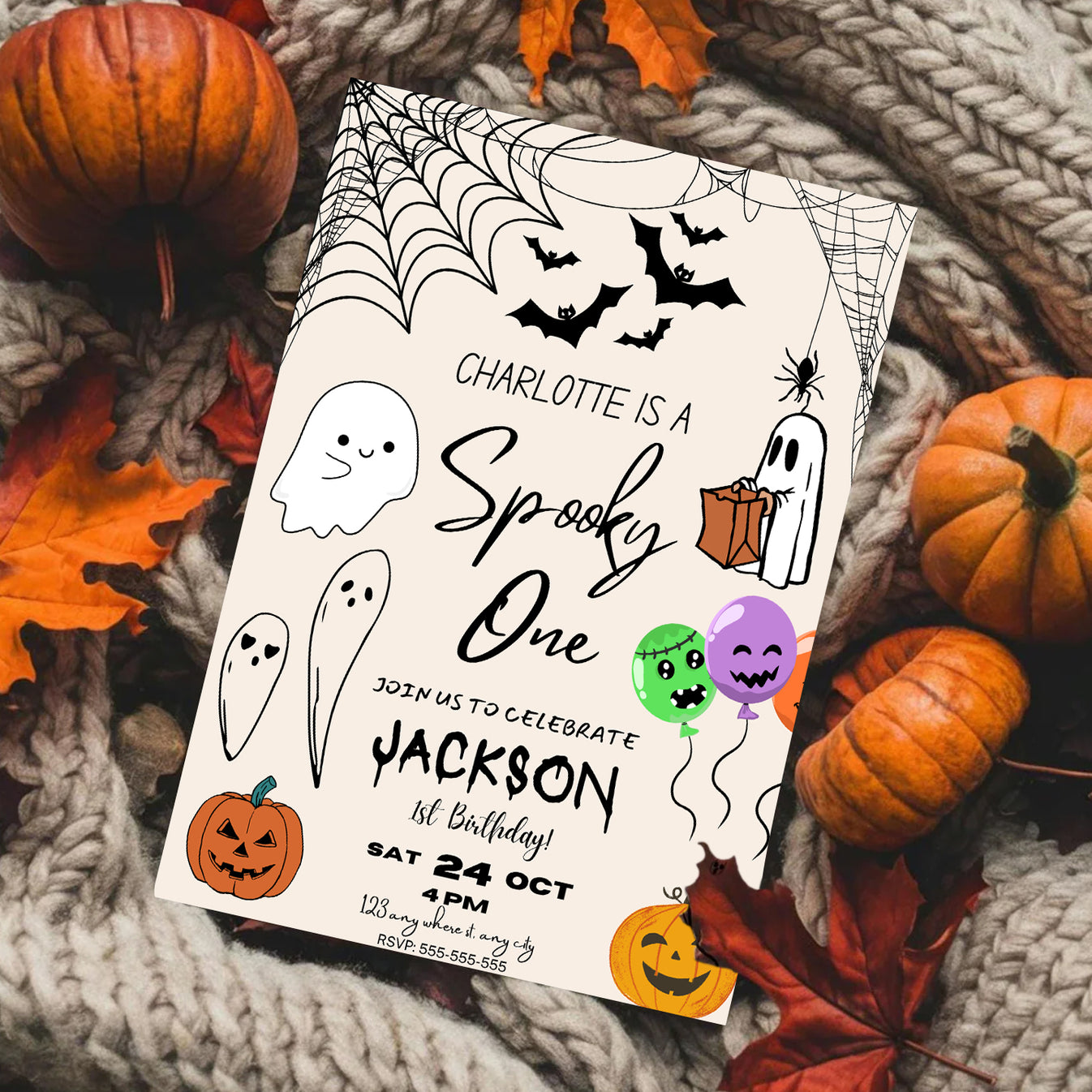 Spooky One Halloween Birthday Party Invitation Template – CreativeRino