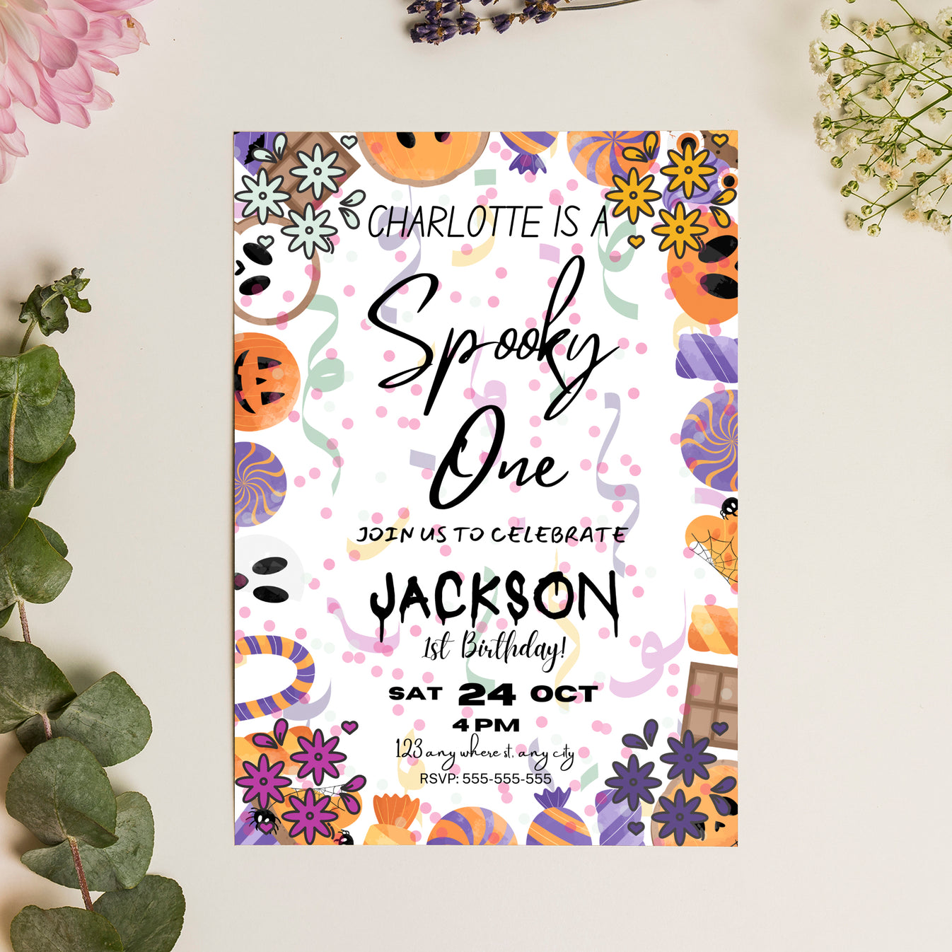 Spooky One Halloween Birthday Invitation Template – CreativeRino