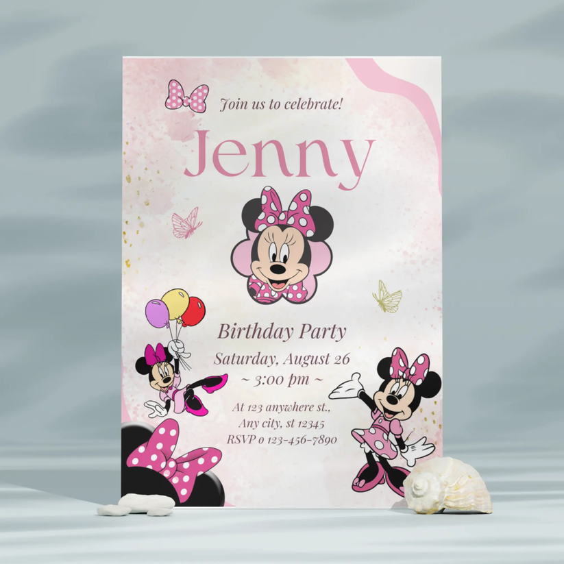 Minnie Mouse Birthday Invitation Template – CreativeRino