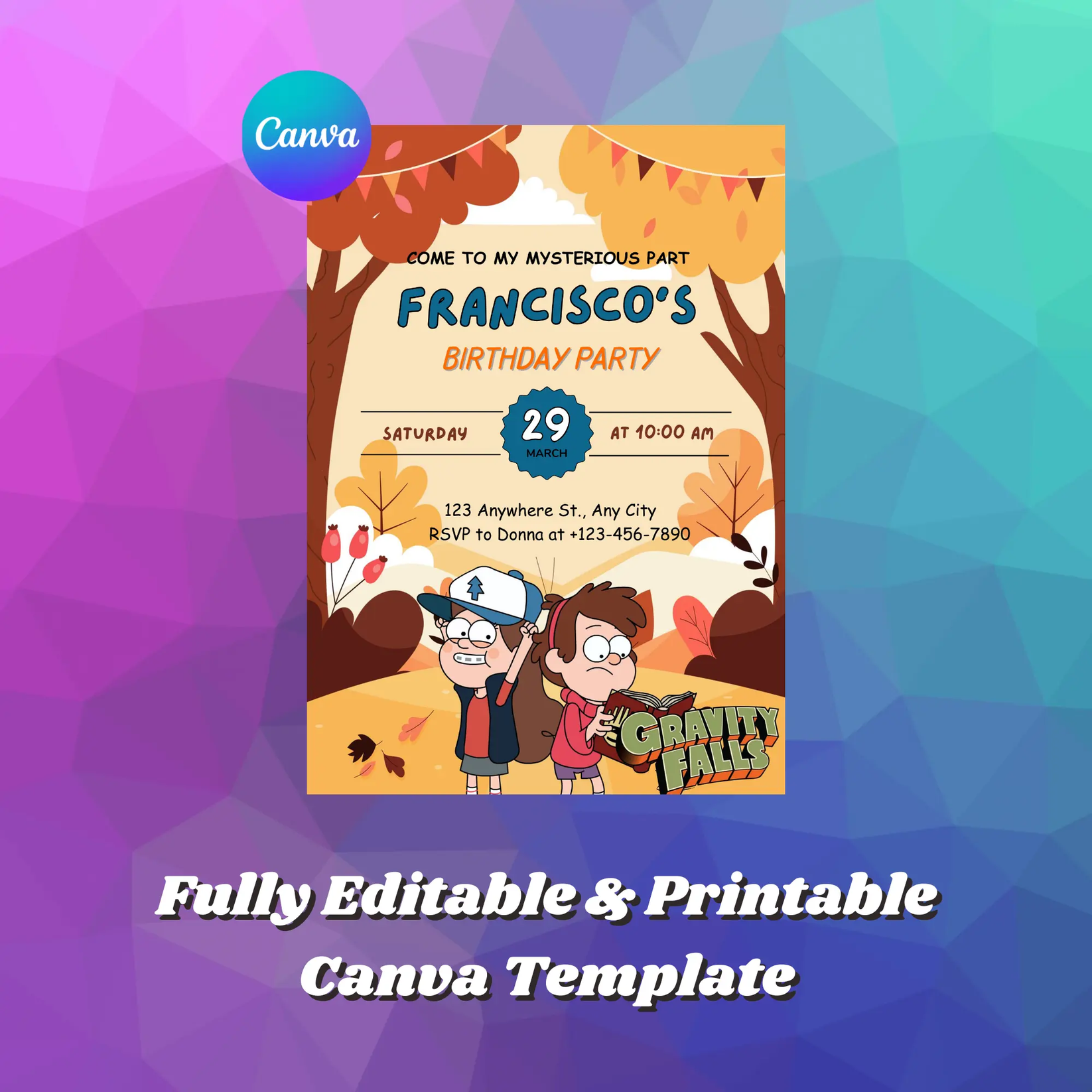 Gravity Falls Birthday Invitation Template – CreativeRino