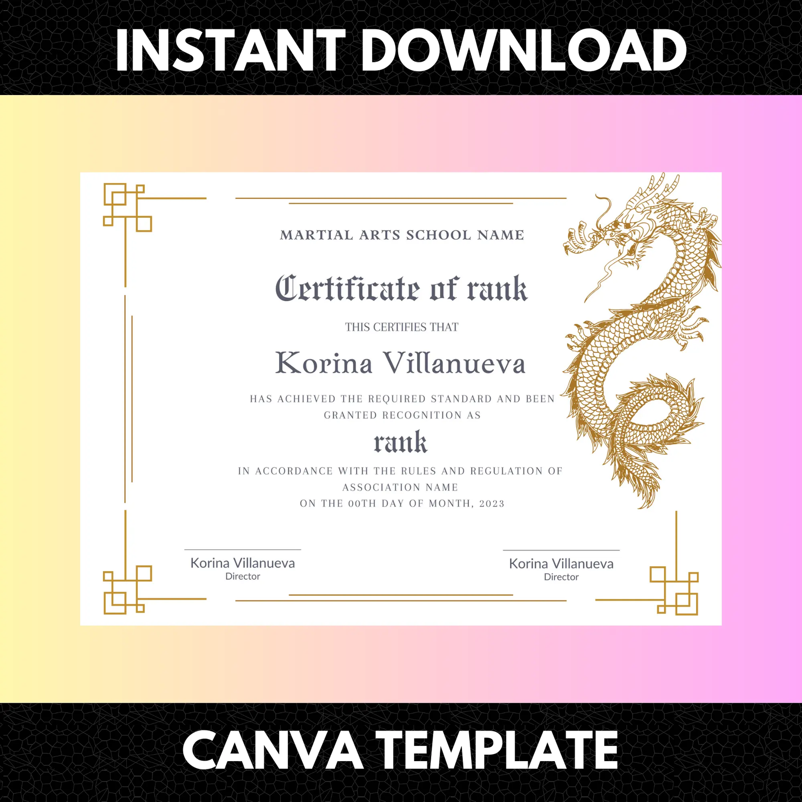 Certificate of Rank Template | Rank Certificate – CreativeRino