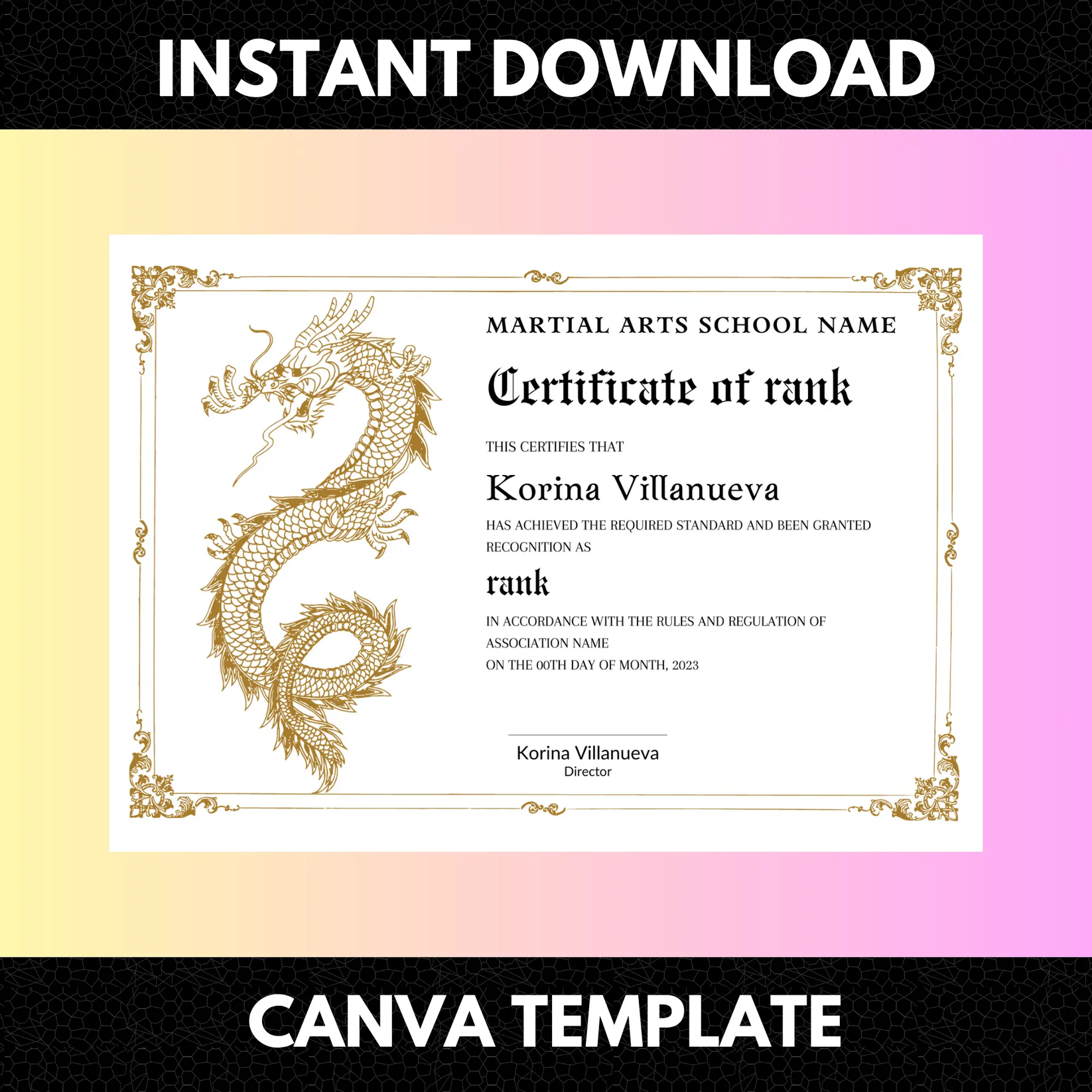 Certificate of Rank Template | Rank Certificate – CreativeRino