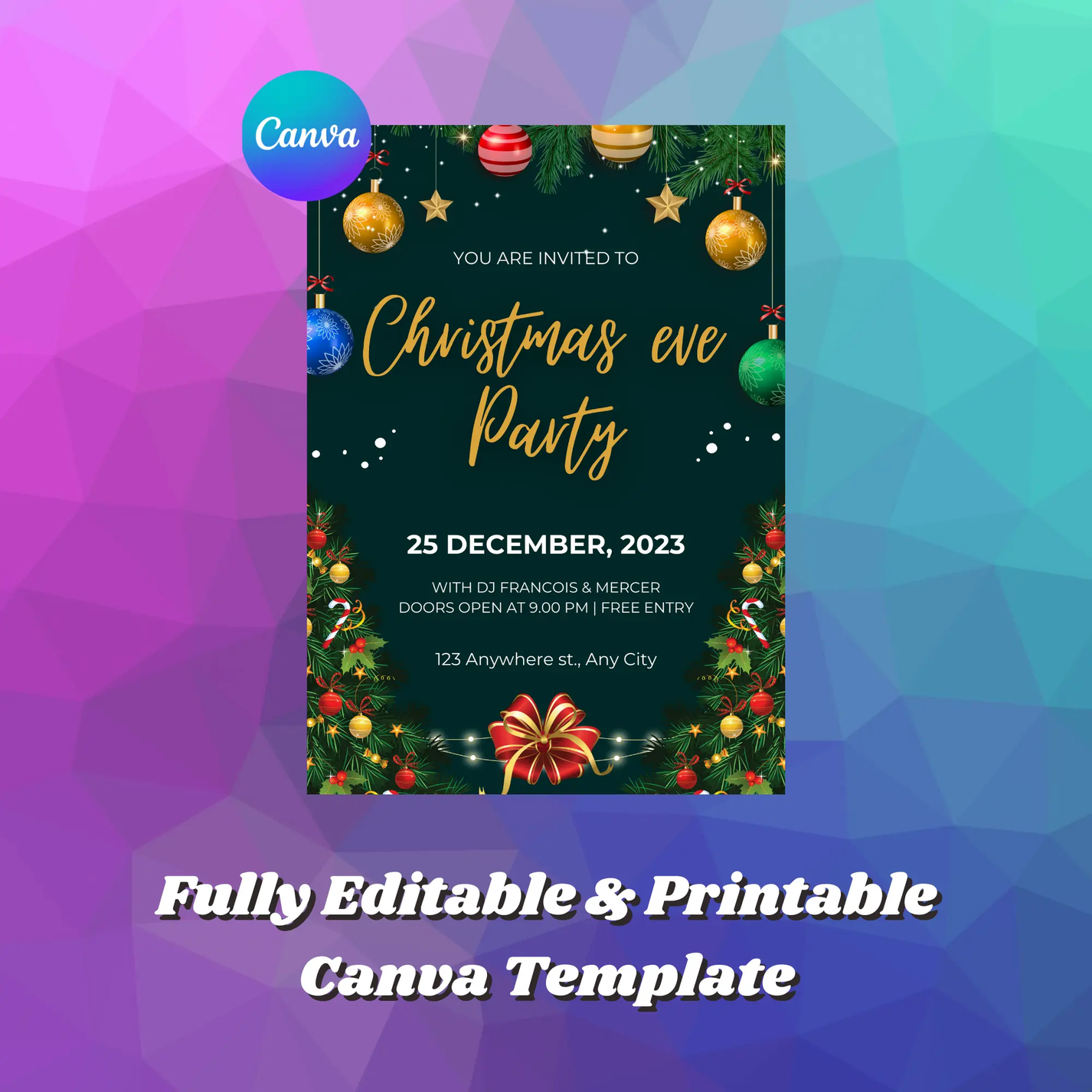 Christmas Eve Party Invitation Template – CreativeRino