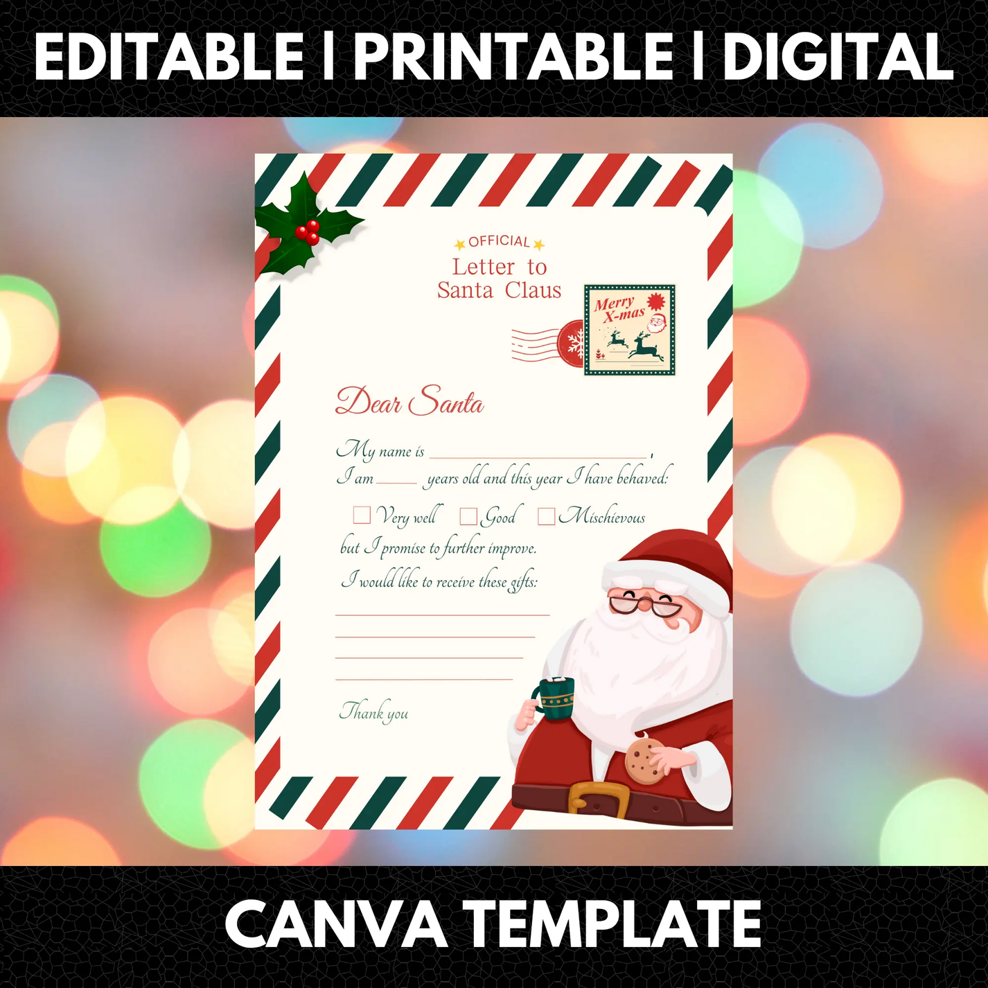 Letter to Santa Claus Christmas Template – CreativeRino