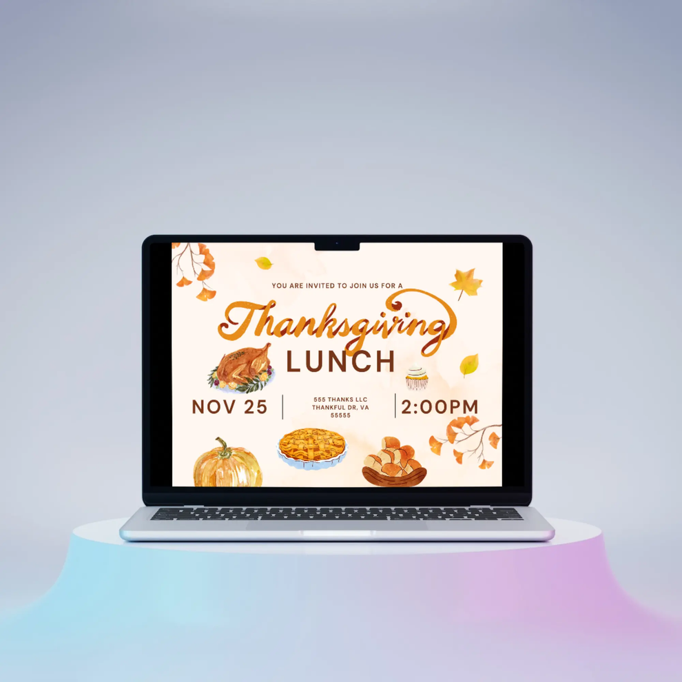 Fall Thanksgiving Lunch Party Invitation Template | Thanksgiving ...