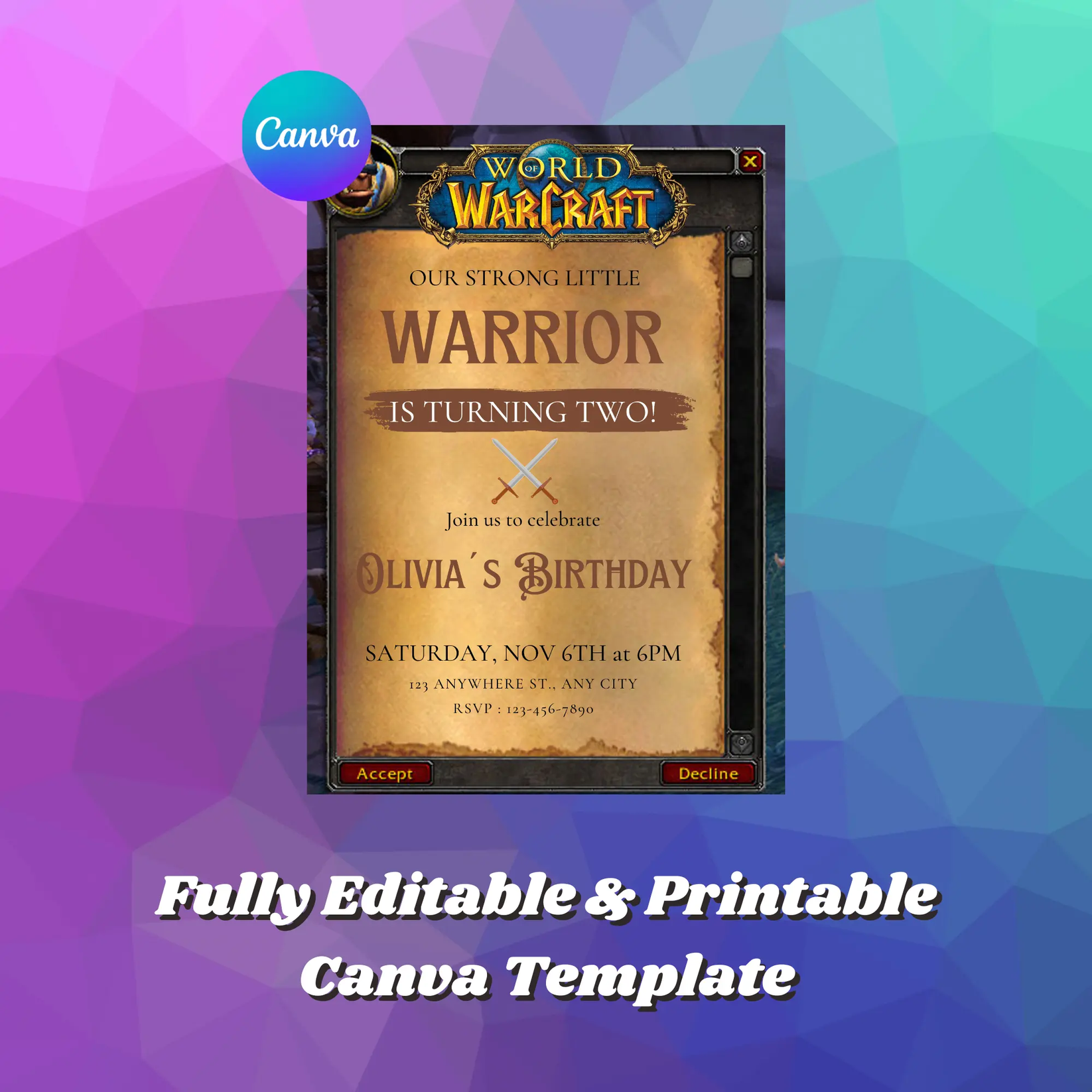 World of Warcraft Birthday Invitation Template – CreativeRino