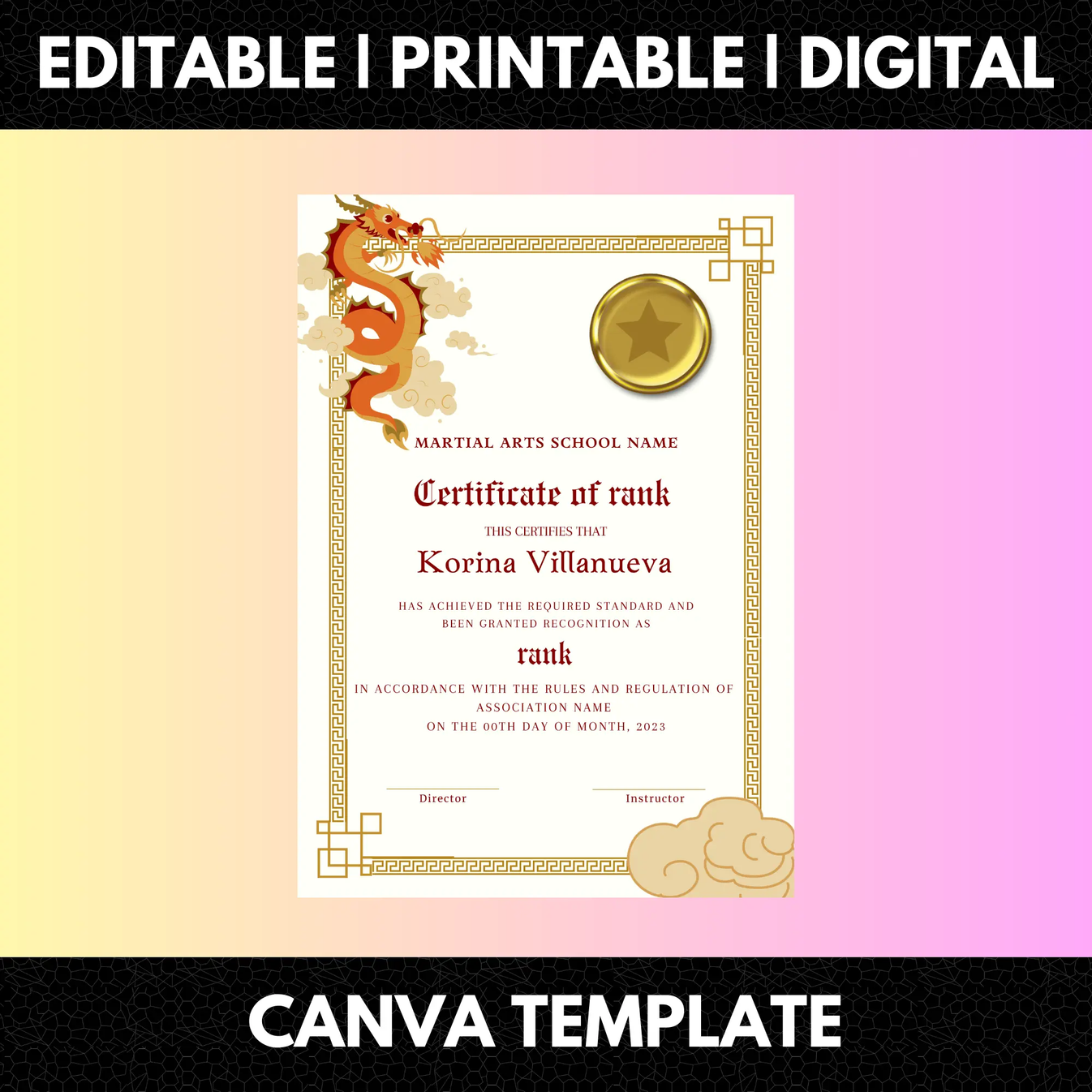 Certificate of Rank Template | Rank Certificate – CreativeRino
