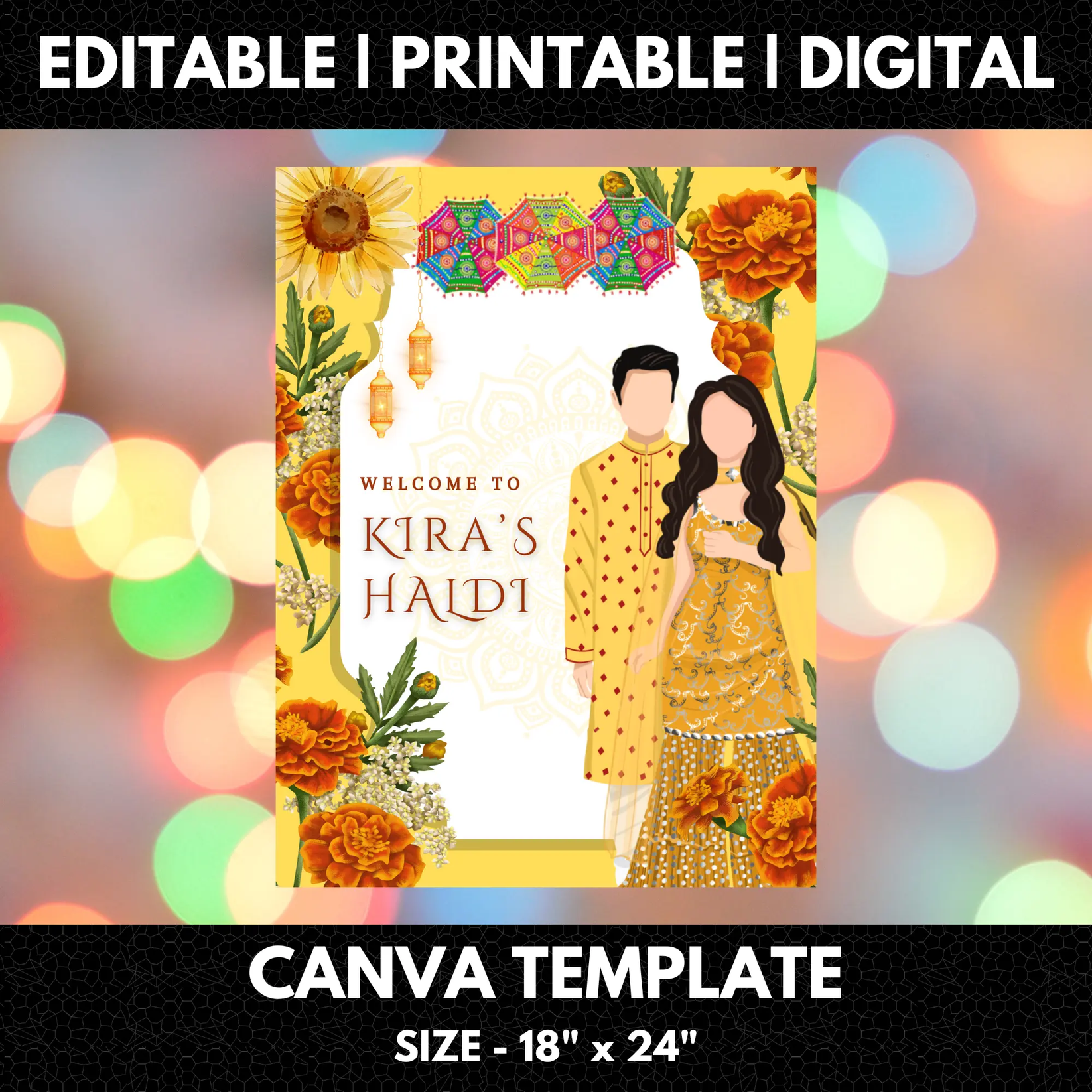 Maiyan Pithi Haldi Sign Template | Indian Wedding Welcome Sign ...