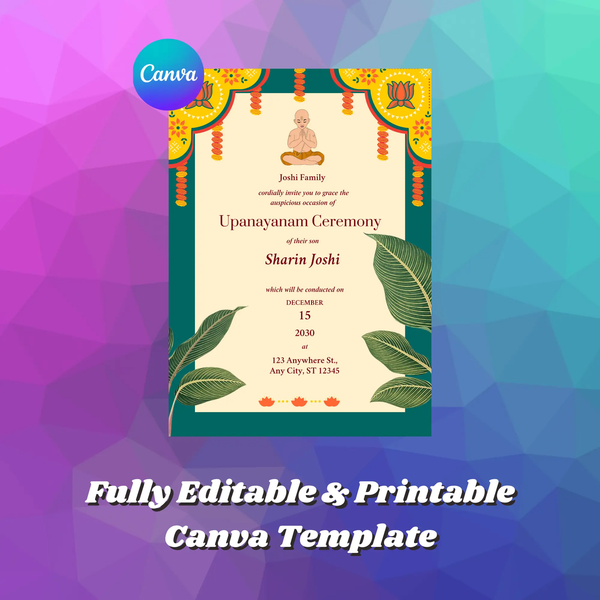 Upanayanam Ceremony Invitation Template | Thread Ceremony Invite ...
