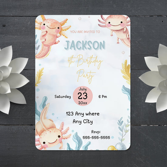 Axolotl Birthday Invitation Template – CreativeRino