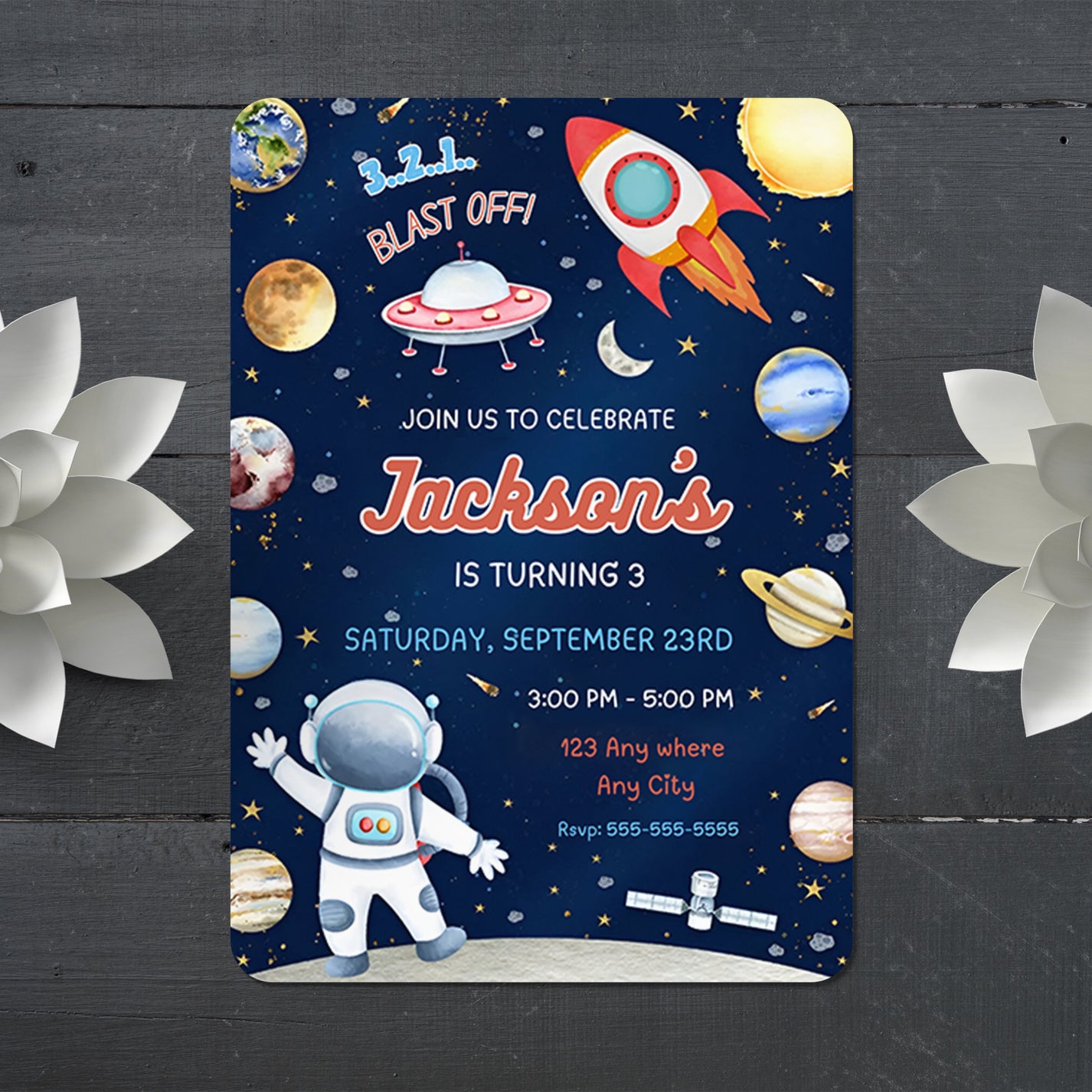 Space Birthday Party Invitation Template Creativerino
