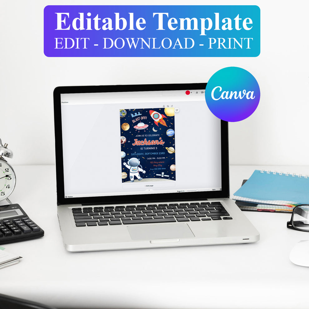 Space Birthday Party Invitation Template Creativerino