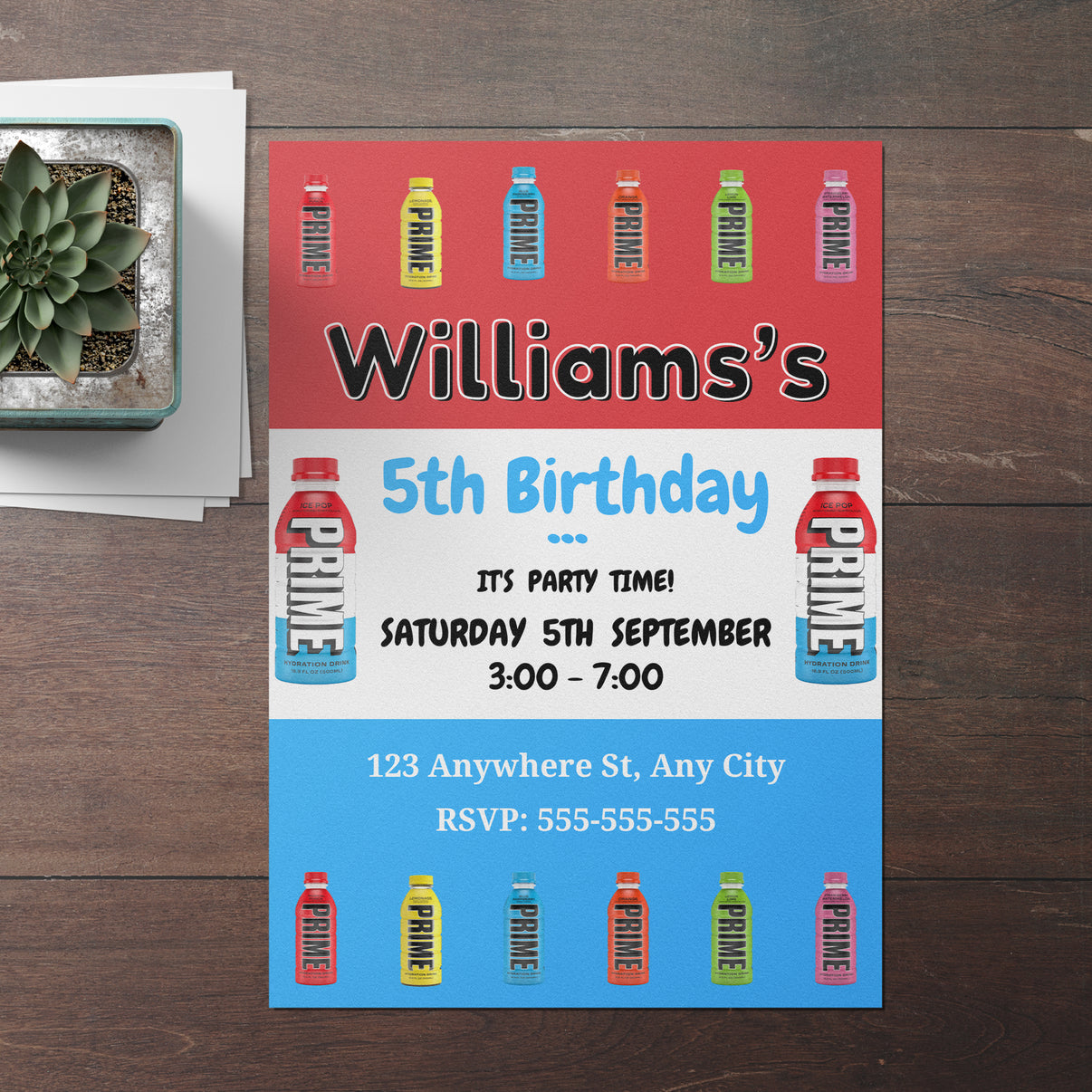 Prime Energy Drink Birthday Invitation Template – CreativeRino
