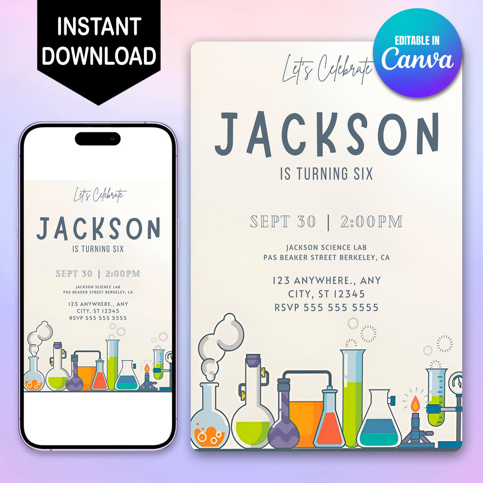 Science Birthday Invitation Template – CreativeRino