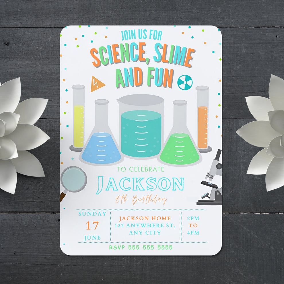 Science Slime Party Invitation Template – CreativeRino
