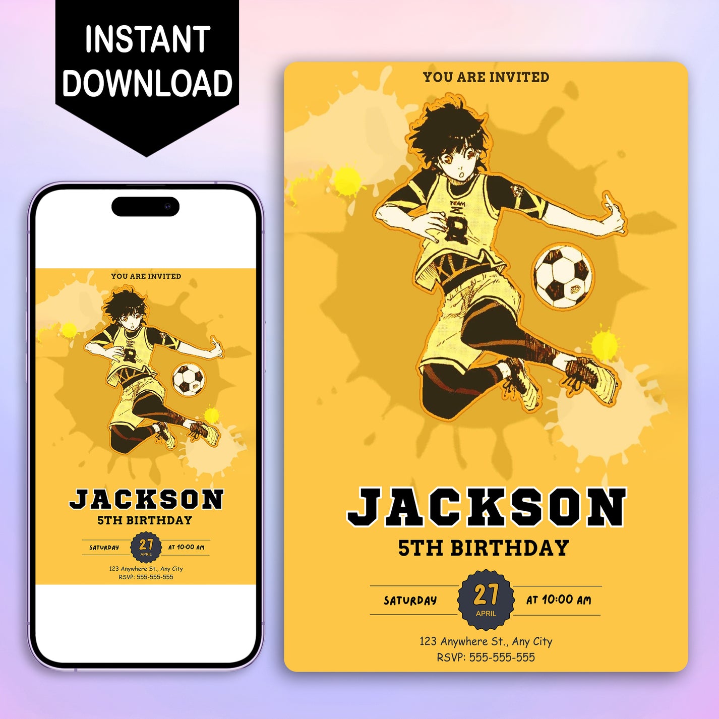 Blue Lock Birthday Invitation Template – CreativeRino